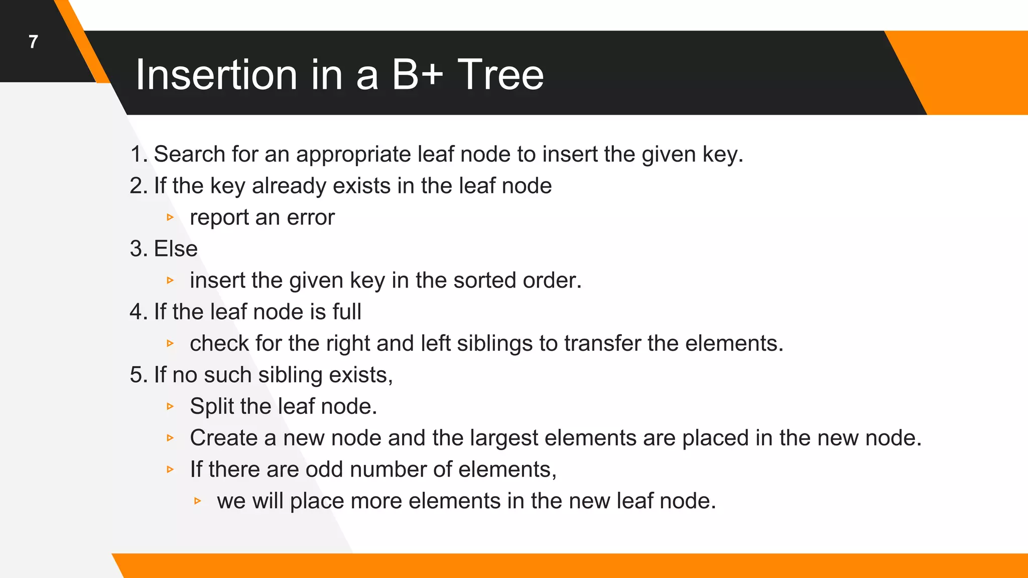B+ trees - Insertion, Deletion | PPTX