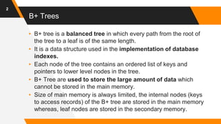 B+ trees - Insertion, Deletion | PPTX