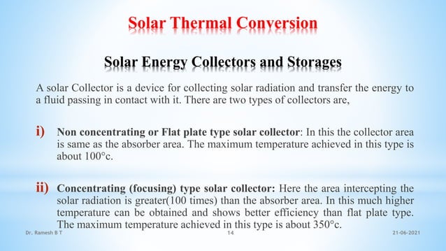 Solar Radiation Geometry, Solar Thermal Conversion and Applications ...