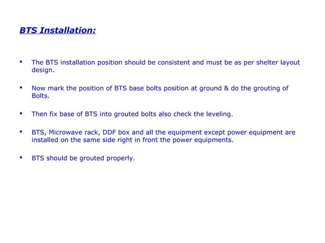 Bts-site-installation | PPT | Telecommunications Industry | Industries