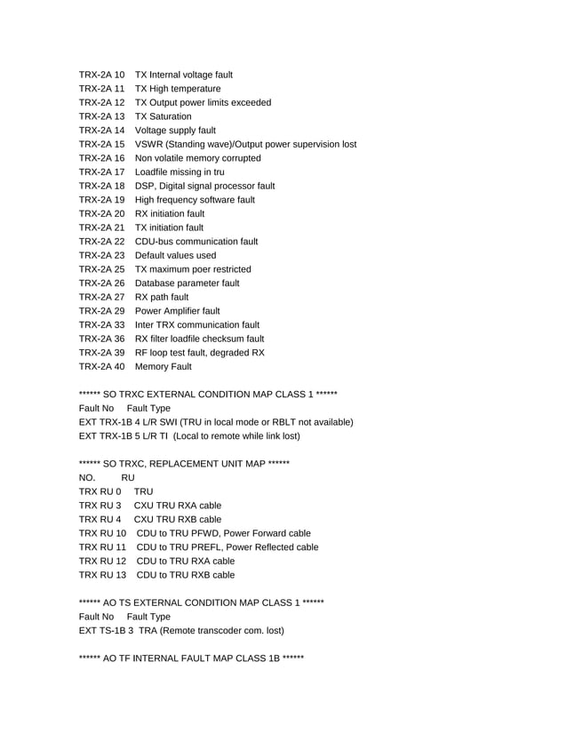 Bts fault codes | DOC