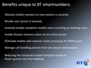 BT smartnumbers helps you deliver mobile innovation and reduce costs | PPT