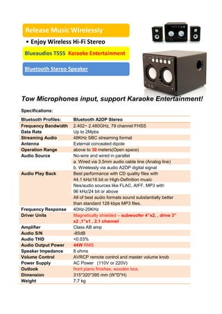 Bluetooth speaker t555 | PDF