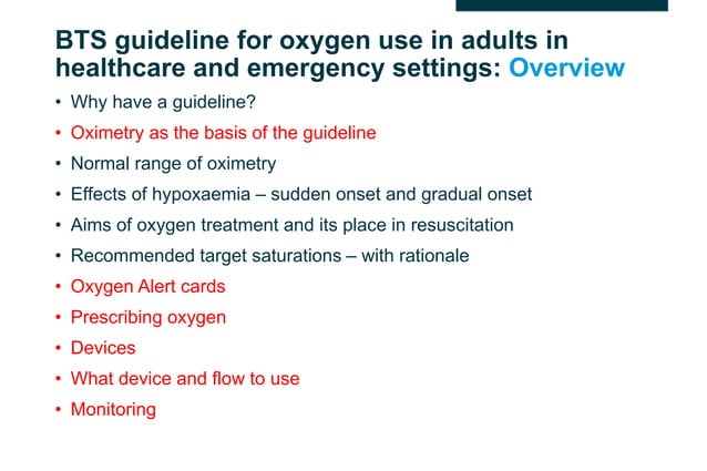Oxygen Medical Use Guideline BTS | PPT | Lung and Respiratory Health ...