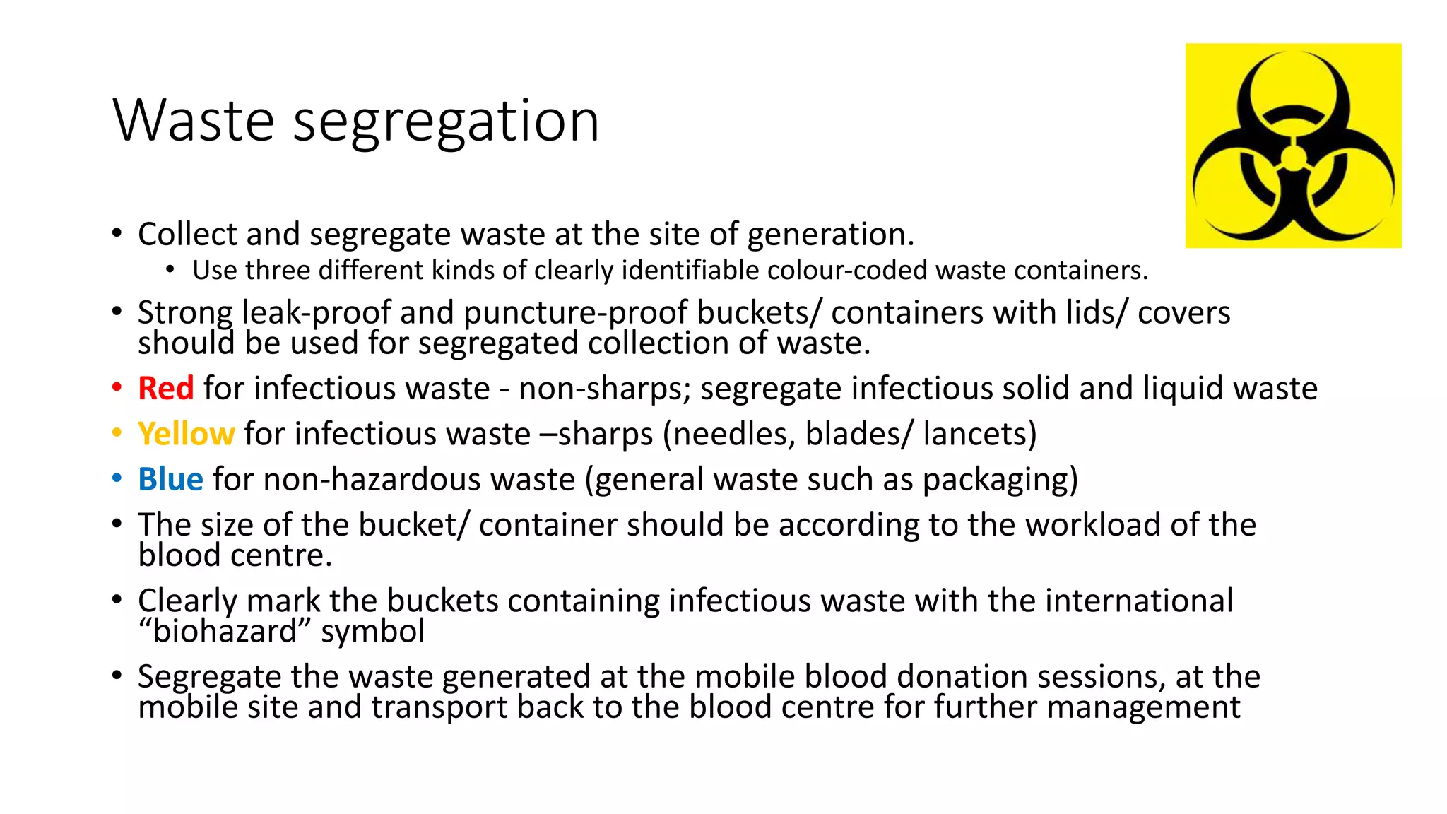 Biosafety and Waste Management in Blood Transfusion Service | PPTX