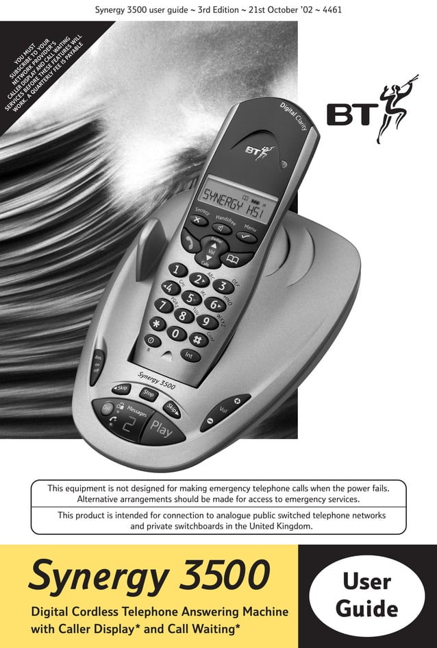 BT Synergy 3500 Telephone User Guide from Telephones Online | PDF ...