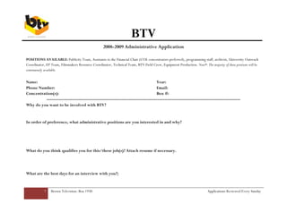 Btv application | PDF