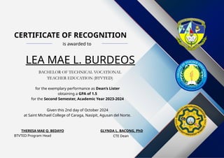 BTVTED DEAN'S LIST 2ND SEM - 2023-2024 .pptx