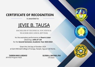 BTVTED DEAN'S LIST 2ND SEM - 2023-2024 .pptx