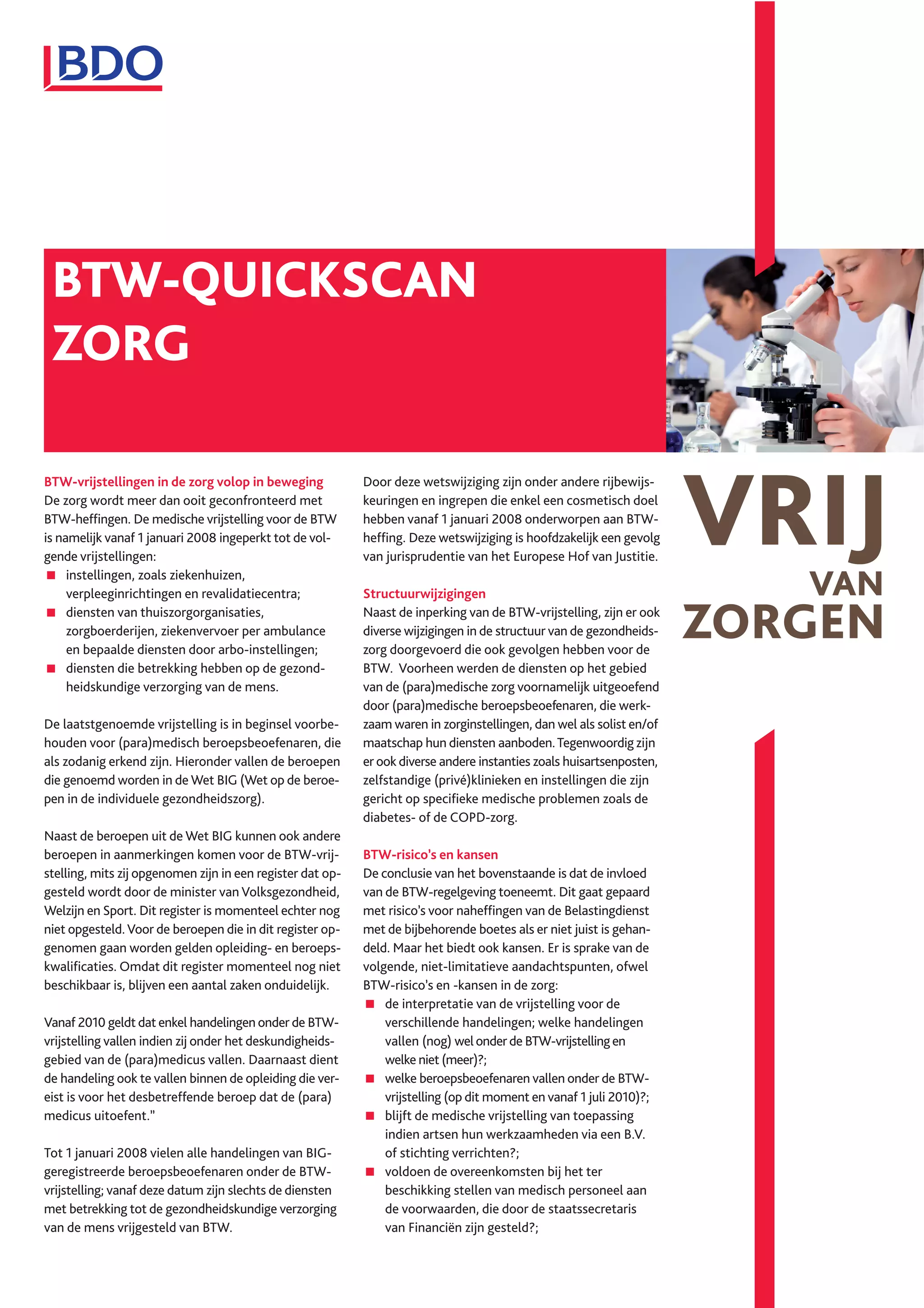 Btw quickscan zorg | PDF