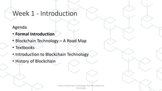 Blockchain Technology - Week 1 - Introduction to Blockchain | PPT