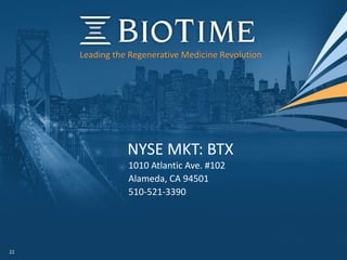 BioTime Investor Presentation 2016 | PPT