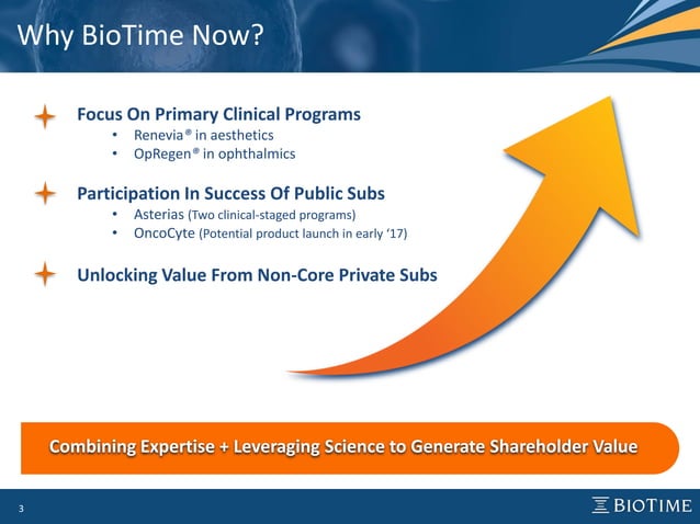 BioTime Investor Presentation 2016 | PPT