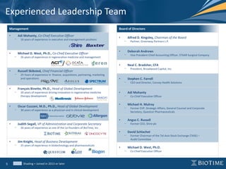 BioTime Investor Presentation 2016 | PDF