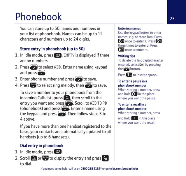 BT XD56 Digital Cordless Phone User Guide | PDF | Phone Services | Home ...