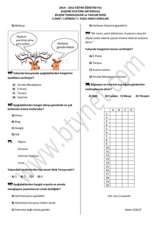Bty 6. sınıf 2.dönem1.yazılı | PDF