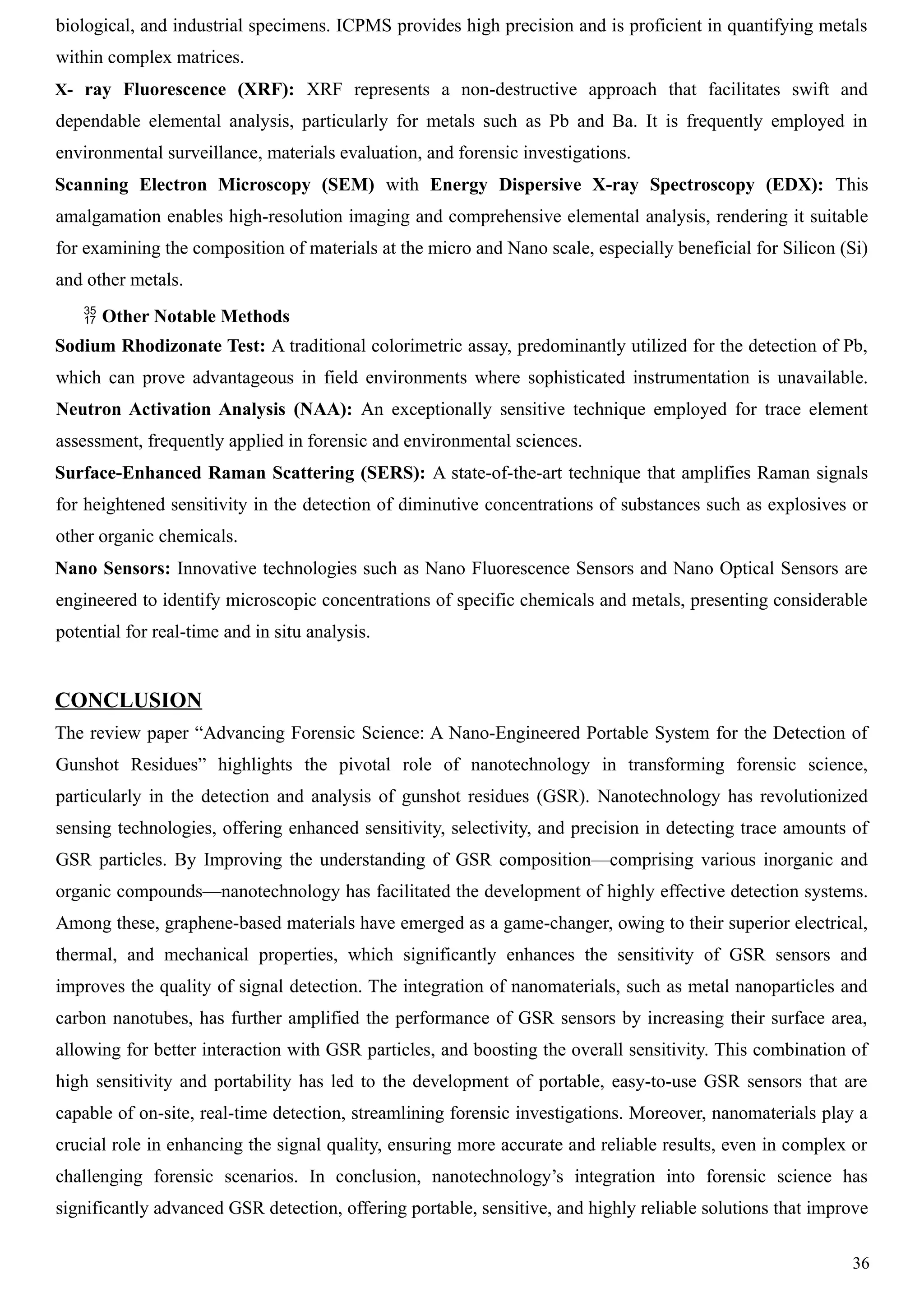 advancing forensic science a nano engeerening a portable detection for ...