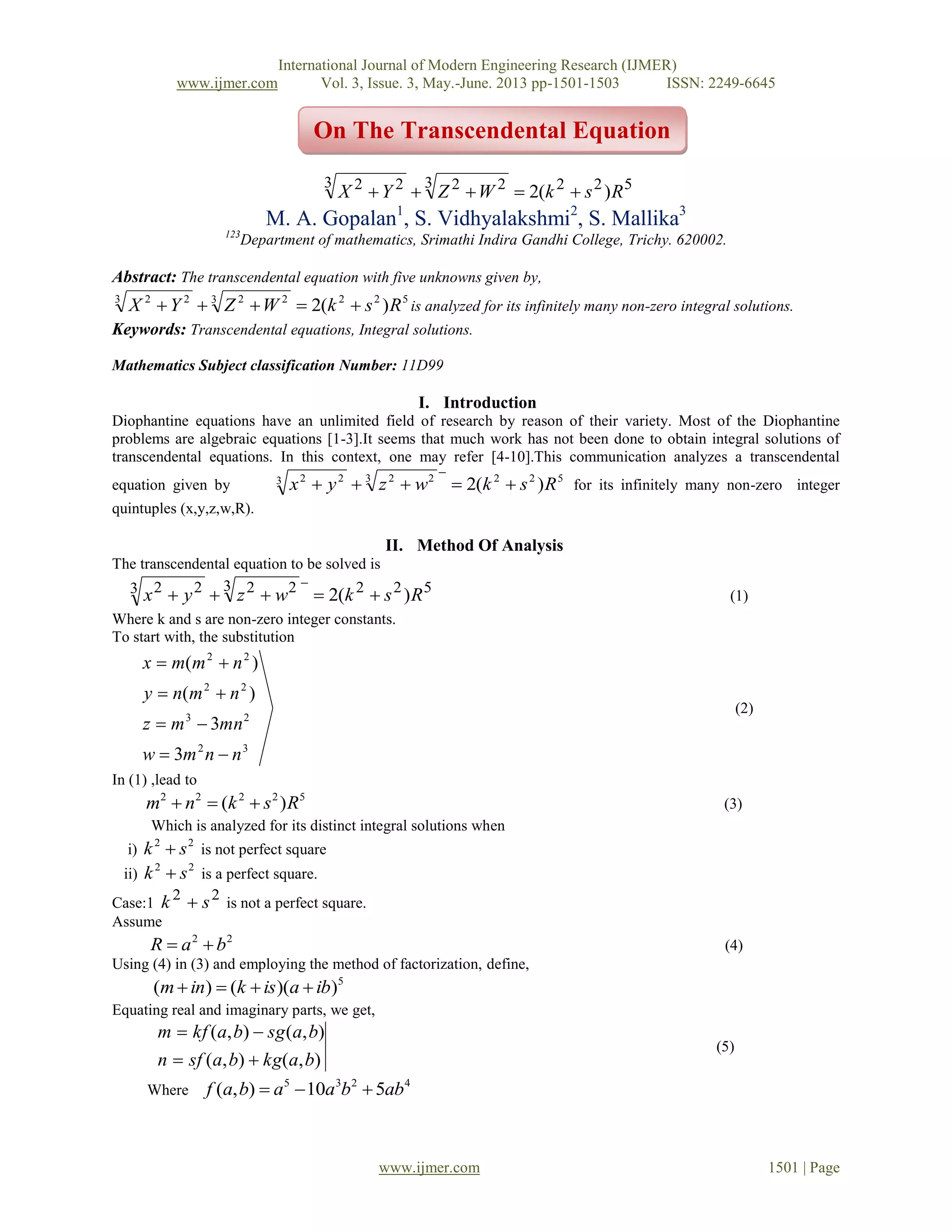 On The Transcendental Equation | PDF