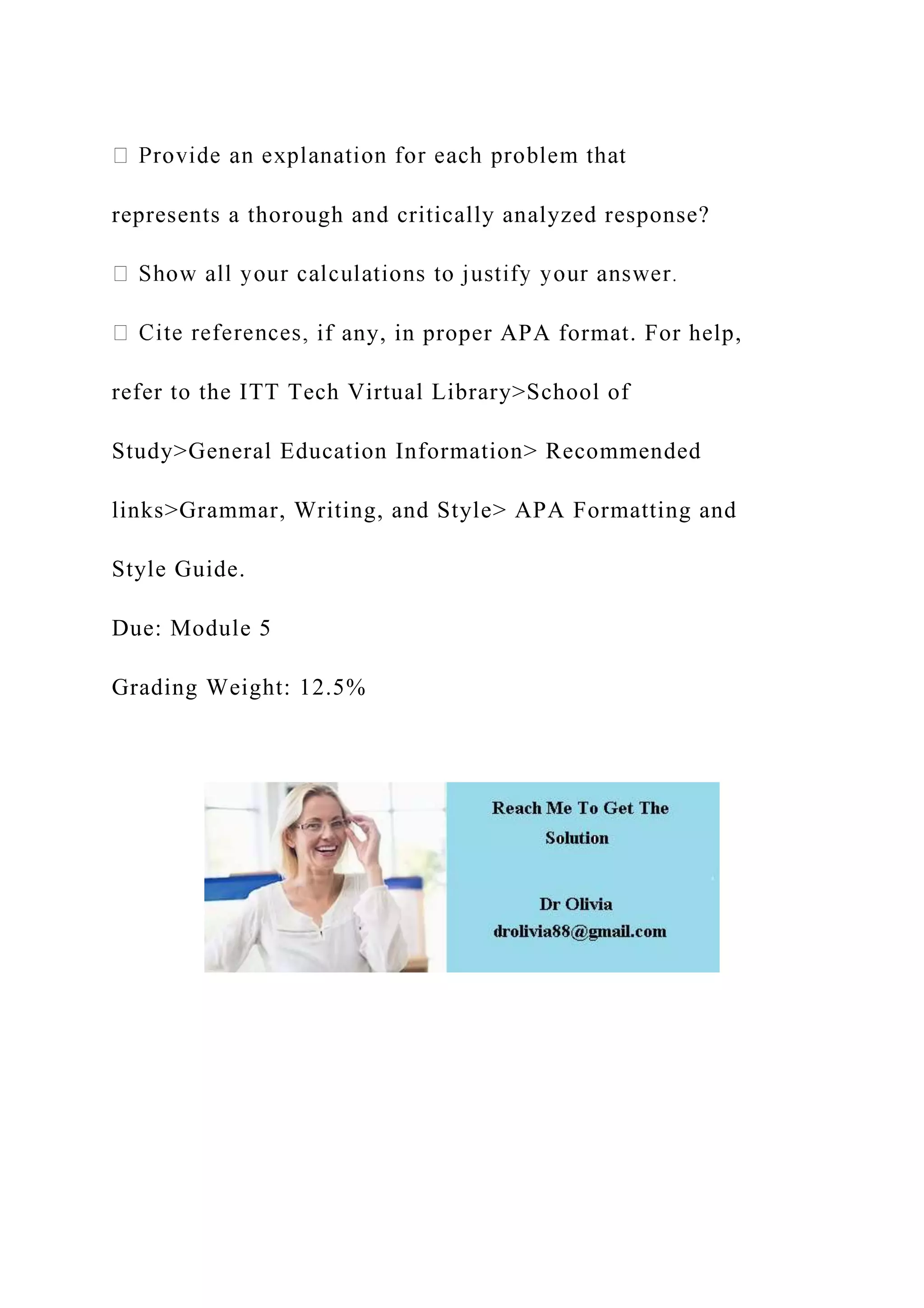 BU3315 Module 5 Decision Analysis and Queuing Models Exer.docx