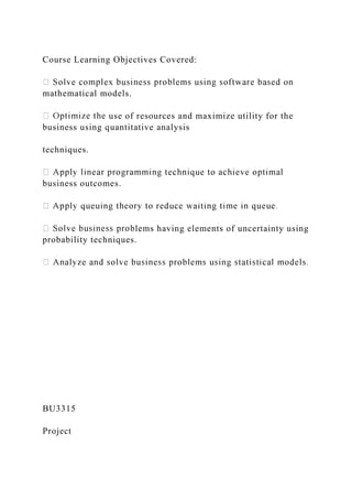 BU3315 Module 5 Decision Analysis and Queuing Models Exer.docx