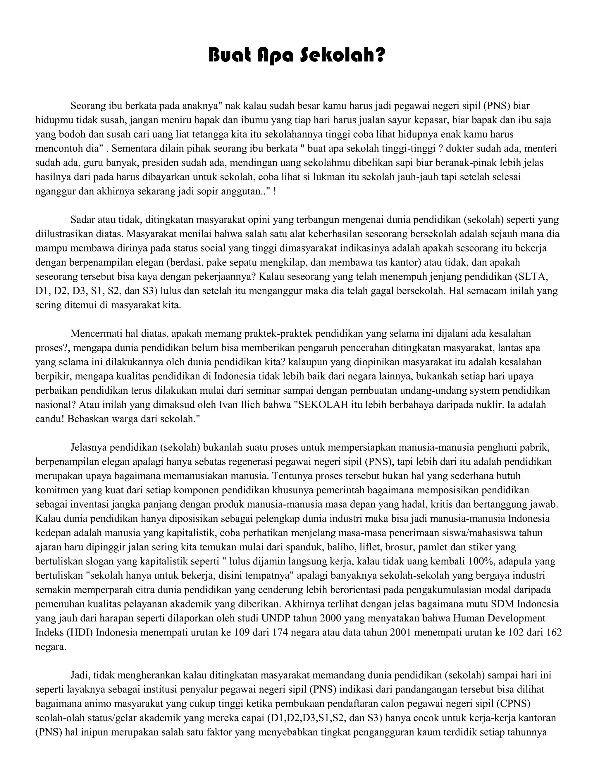 Buat apa sekolah | PDF