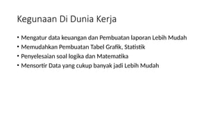 Materi ICT Penggunaan Microsoft Excel Bagi Pemula | PPTX