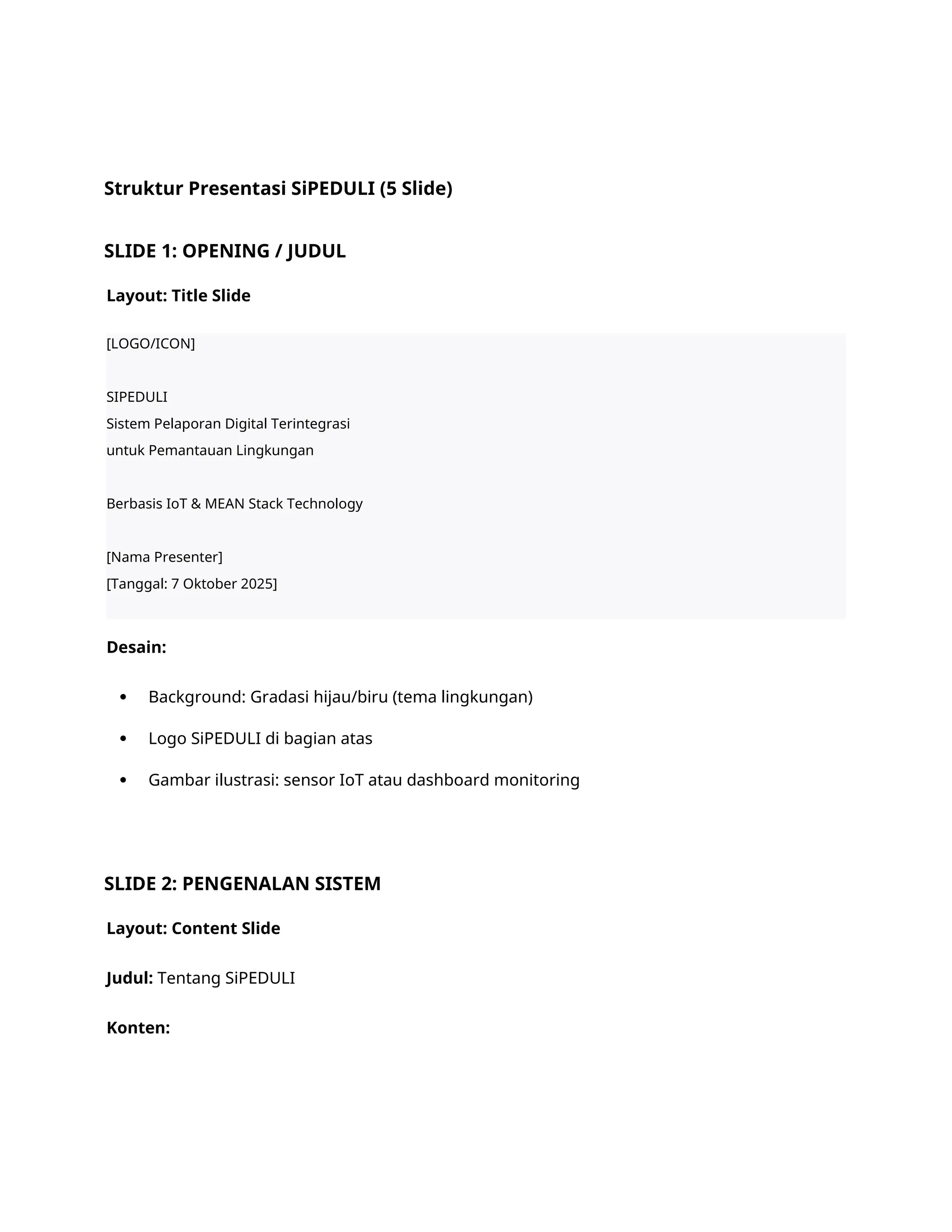 buatkan ppt dengan 5 slide slide ke 4 adalah video.docx