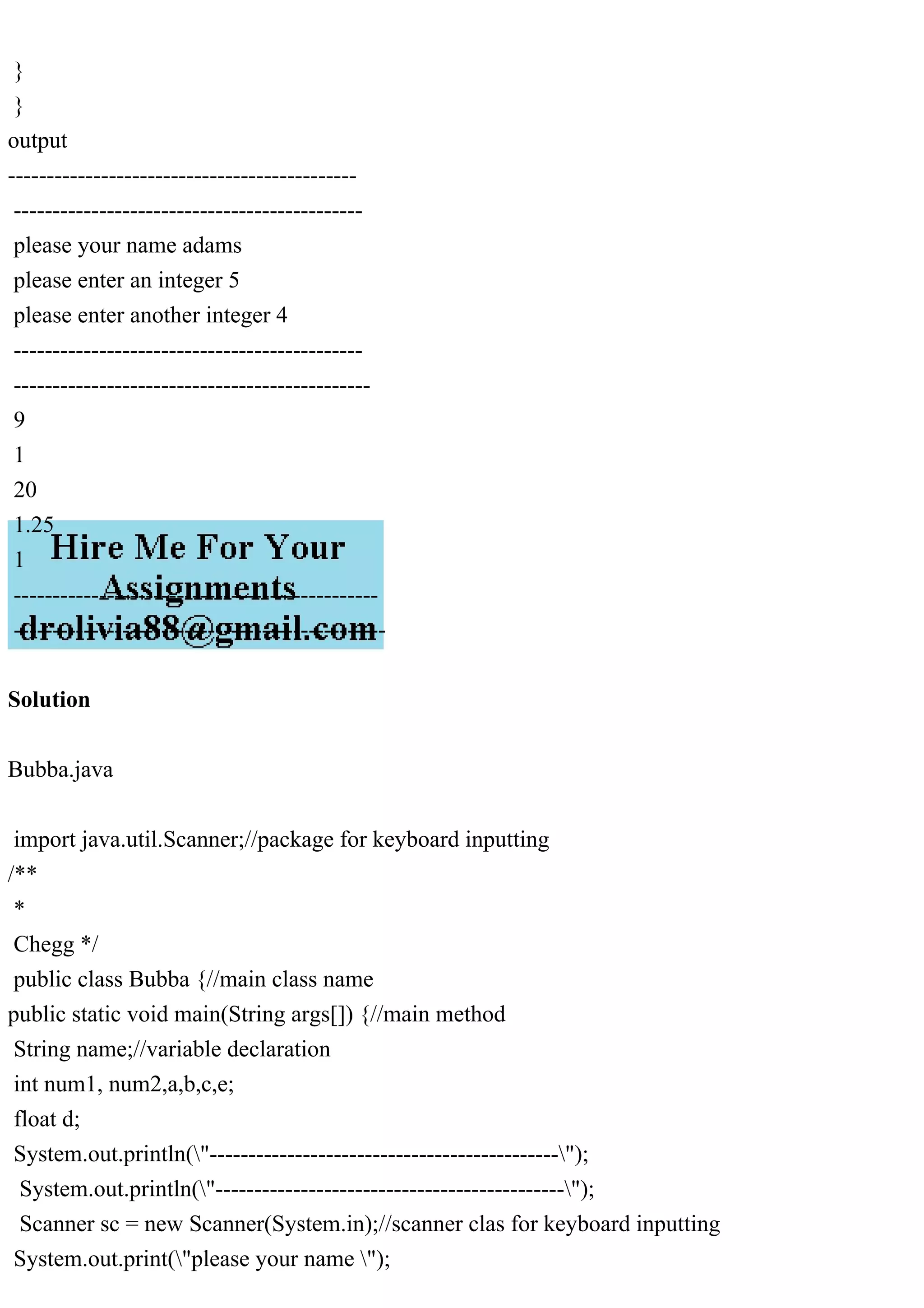 Bubba.java import java.util.Scanner;package for keyboard input.pdf