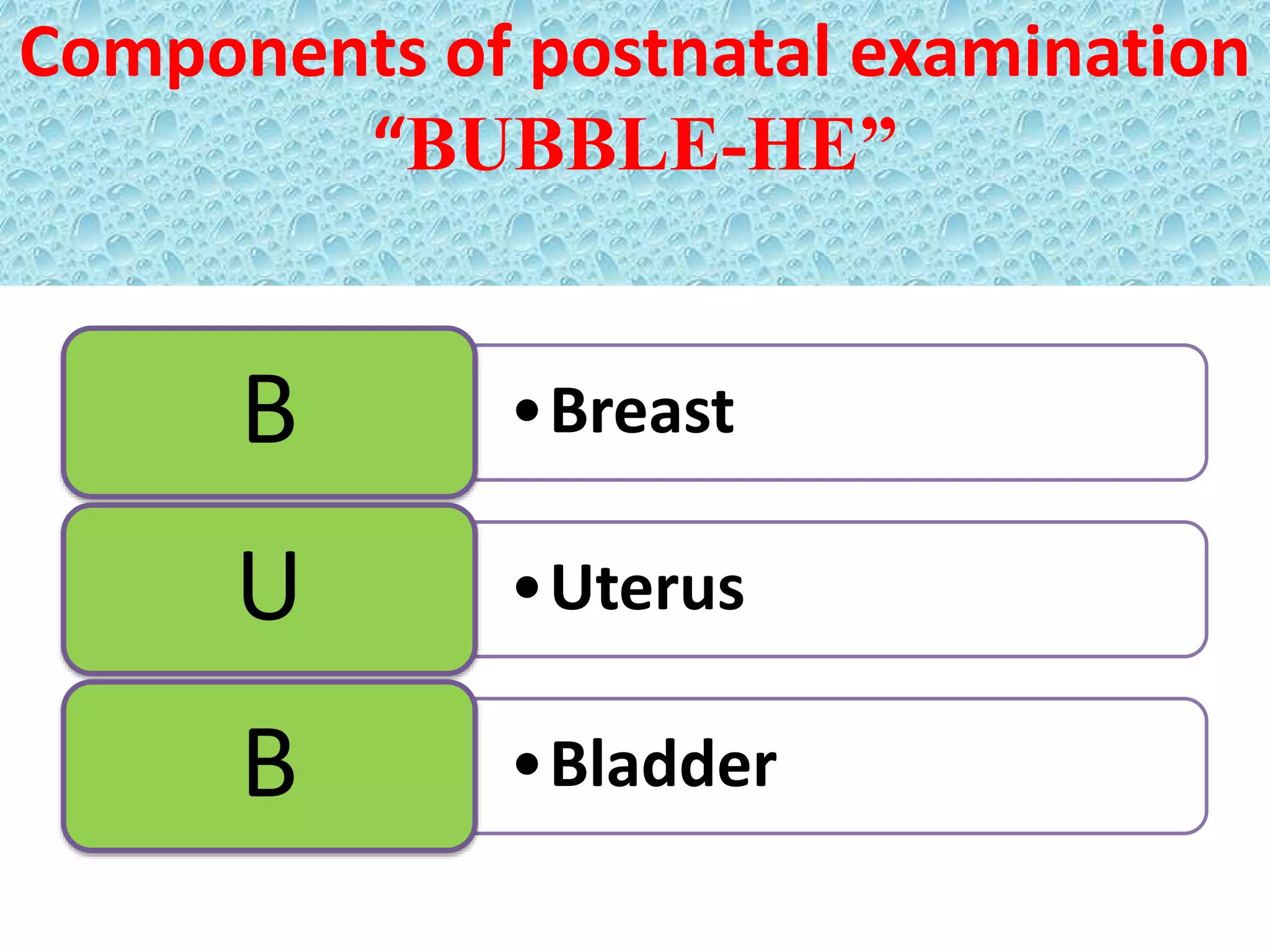 Postnatal Mother Examination - BUBBLE-HE | PPTX