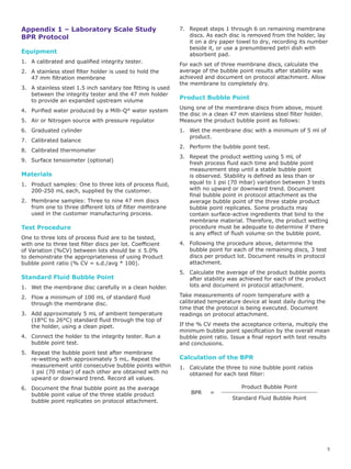 Establishing Product Specific Bubble Point Values for Sterilizing-Grade ...