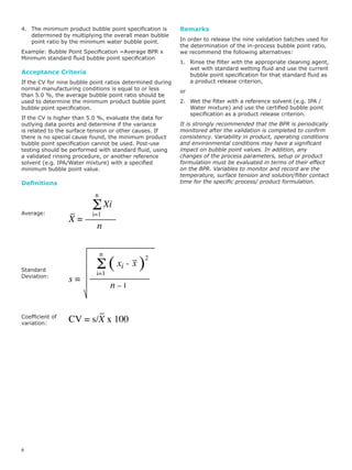 Establishing Product Specific Bubble Point Values for Sterilizing-Grade ...