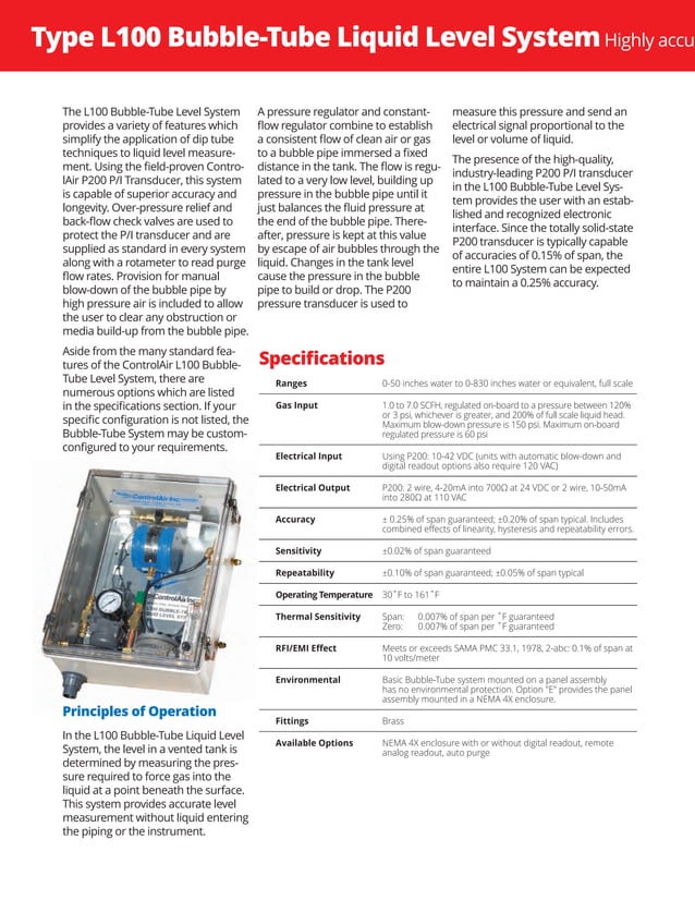 Bubble-Tube Liquid Level System | PDF