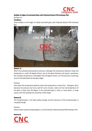 Bubbles at edges of laminated glass with polyvinyl butyral pvb ...