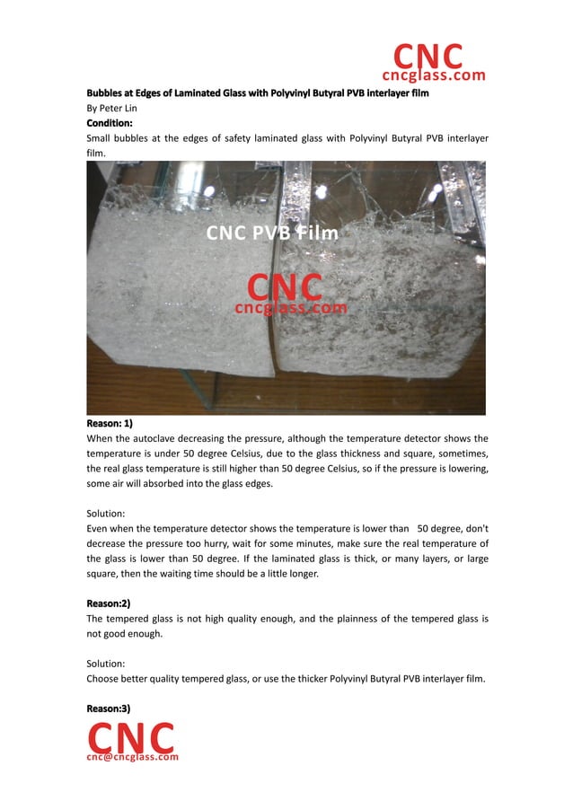 Bubbles at edges of laminated glass with polyvinyl butyral pvb ...