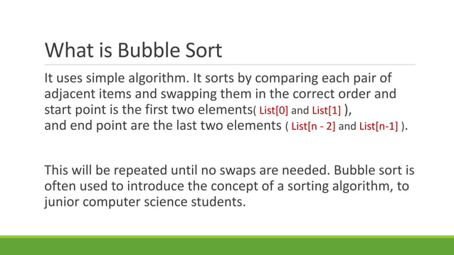 Bubble Sort Algorithm Presentation | PPTX | Computing | Technology & Computing