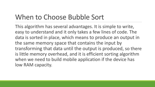 Bubble Sort Algorithm Presentation | PPTX | Computing | Technology & Computing