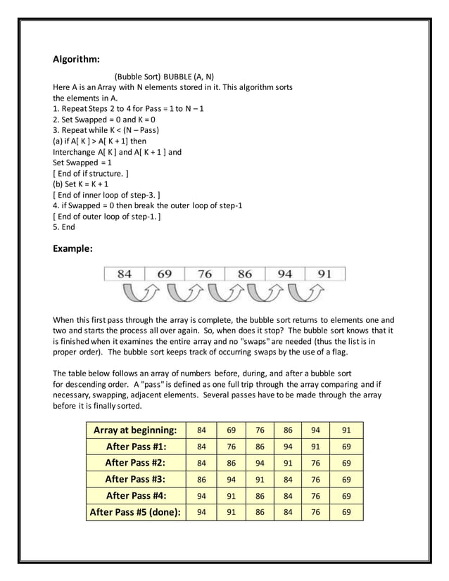 Bubble sorting lab manual | DOCX