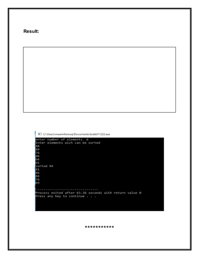 Bubble sorting lab manual | DOCX