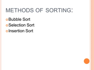 Sorting and Its Types | PPT
