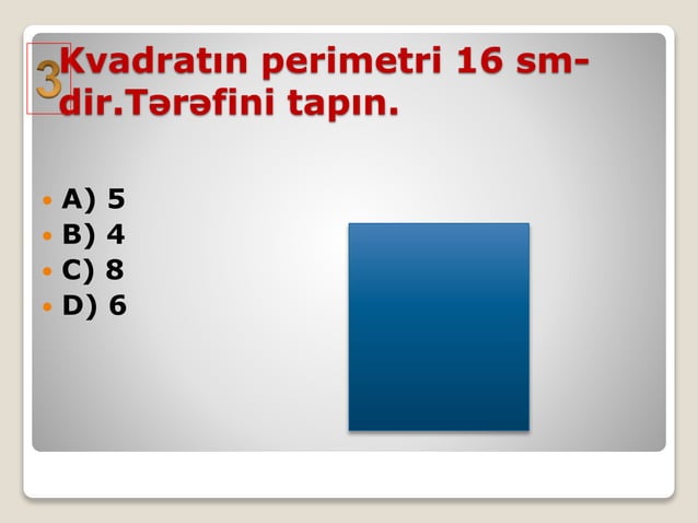 Üçbucağın, Kvadratın və Düzbucaqlının perimetri. | PPSX