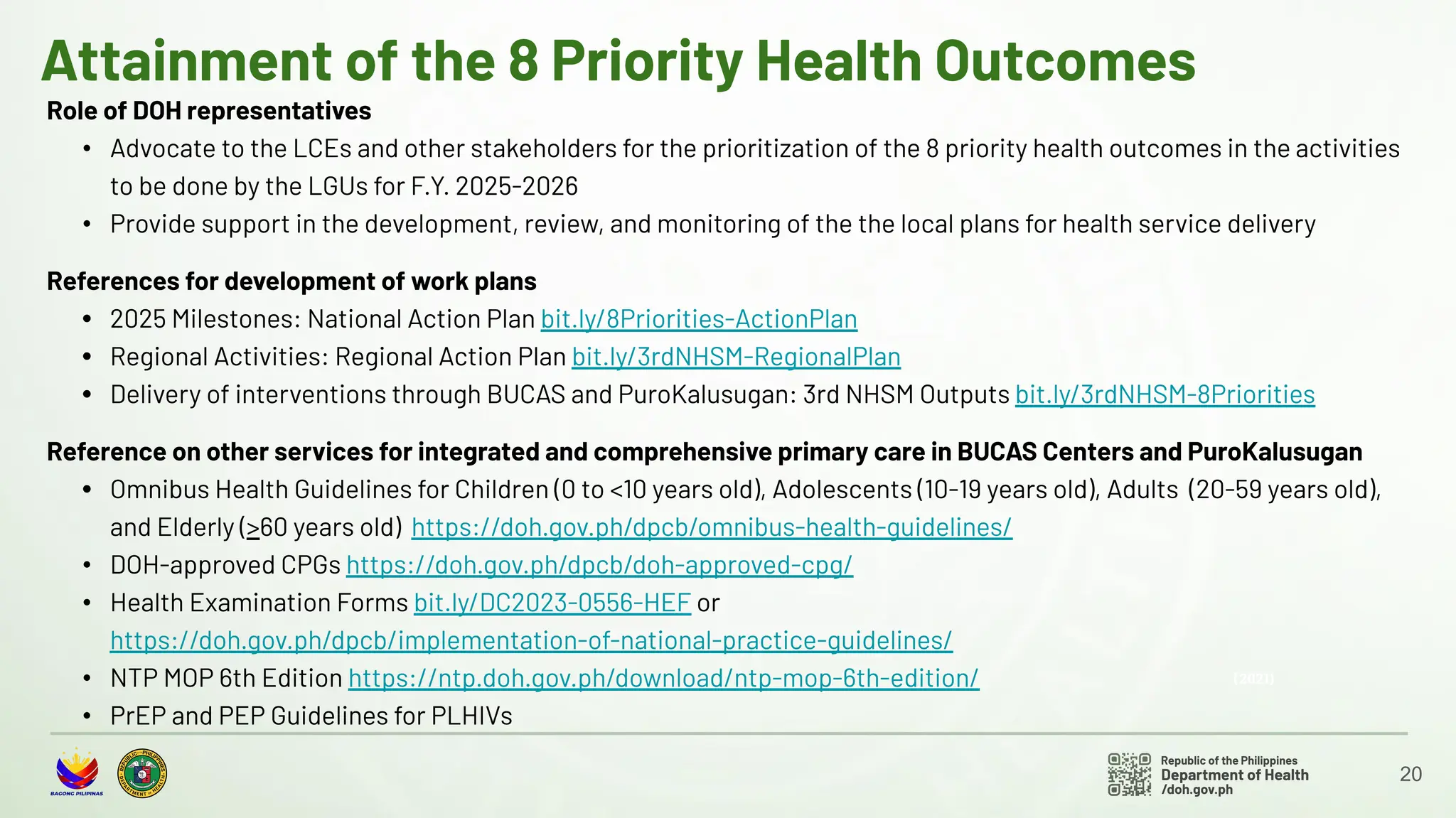 BUCAS and DOH's 8 Health Priorities for 2028 | PDF