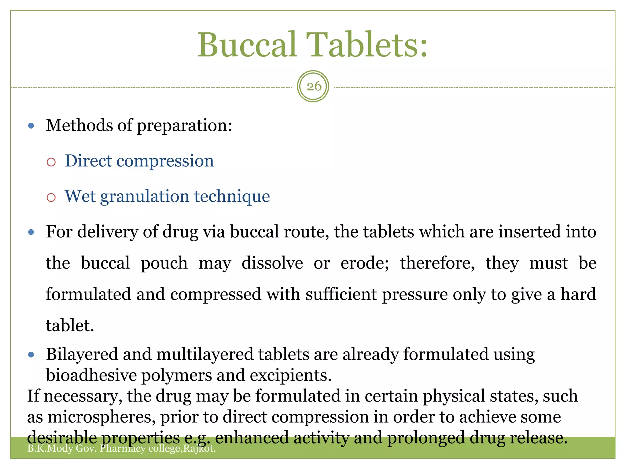 Buccal drug delivery | PPTX