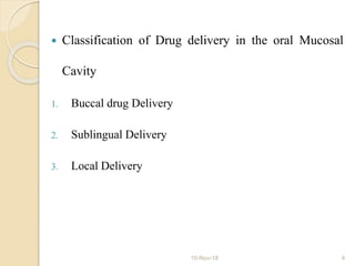 Buccal drug delivery system | PPTX