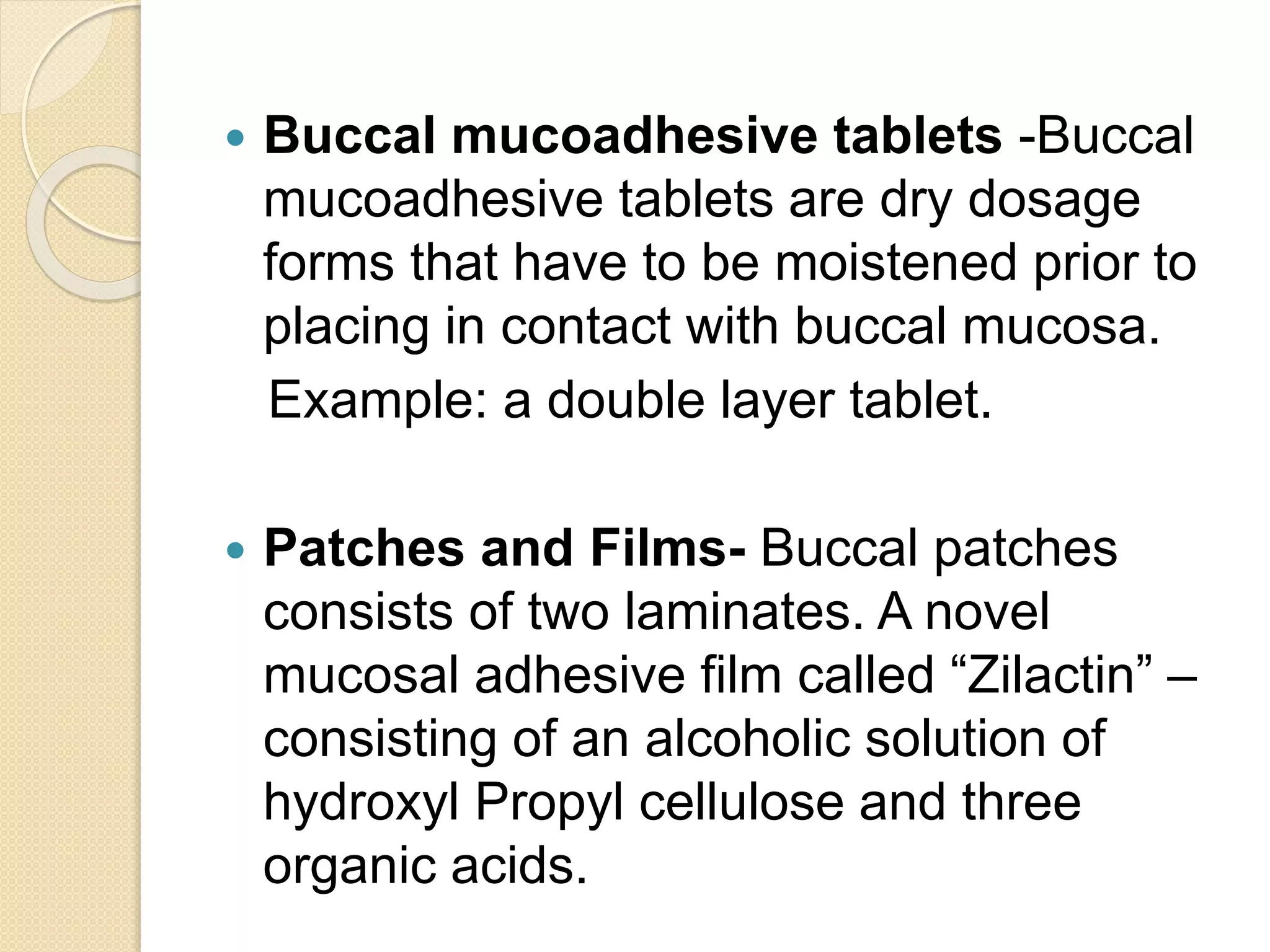 Buccal drug delivery systems | PPTX