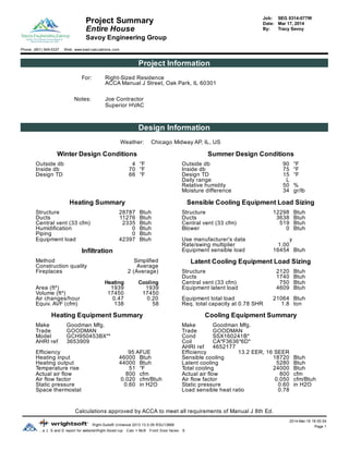 ACCA Manual J, S & D project summary right-sized residence | PDF