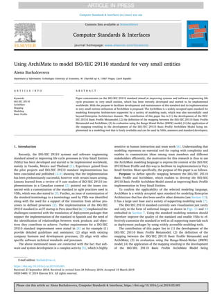 Buchalcevova, A. (2019). Using ArchiMate to model ISOIEC 29110 standard ...