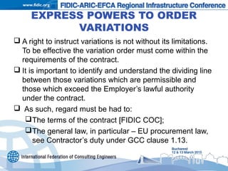 Variations under the FIDIC form, subject to EU Procurement law | PPT
