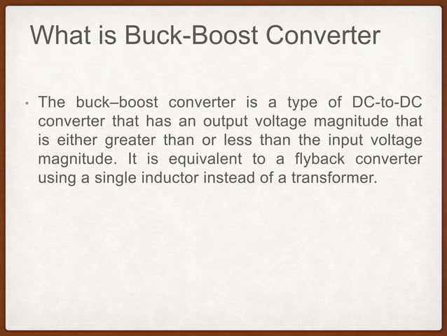 Buck boost converter | PPTX