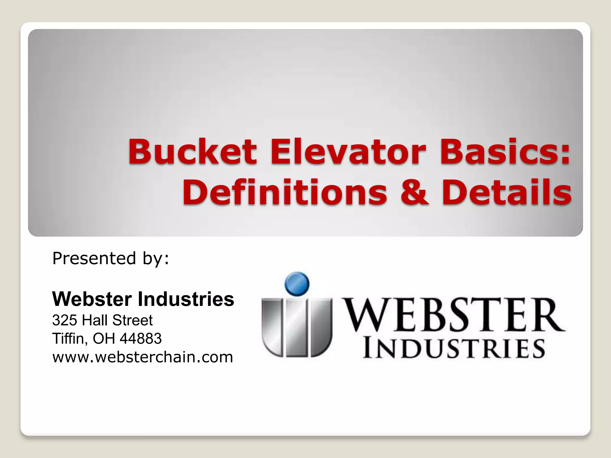 Bucket Elevator Basics: Definitions & Details | PDF
