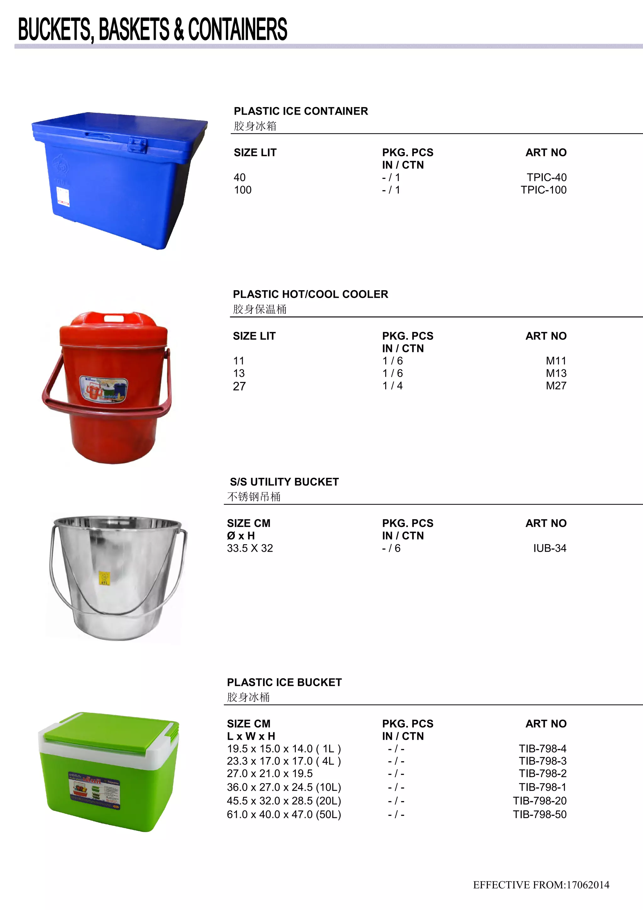 BUCKET, BASKETS, CONTAINERS, TROLLEY AND RACKS | PDF